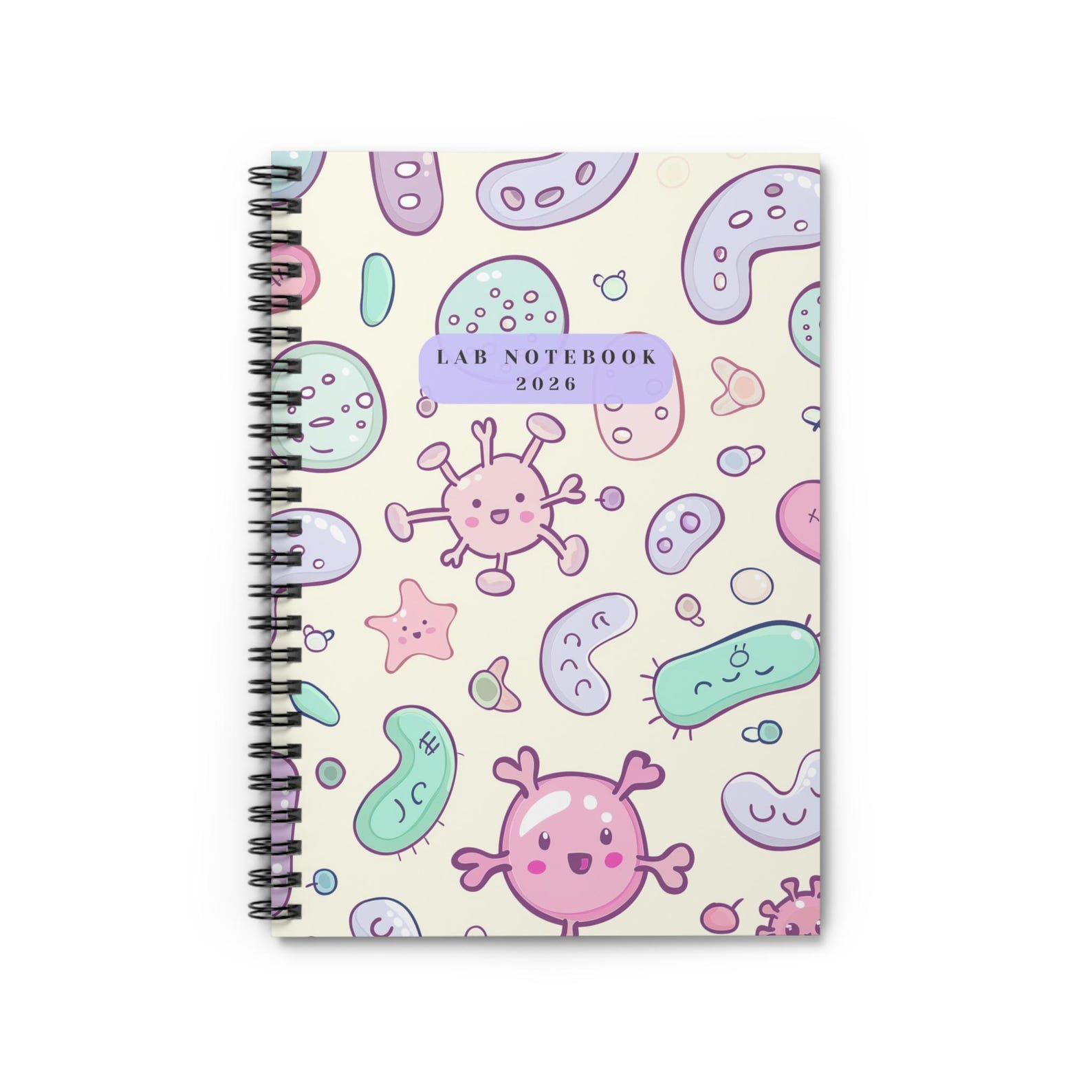 Happy Microbes Lab Spiral Notebook - Ruled Line, Science Journal ...