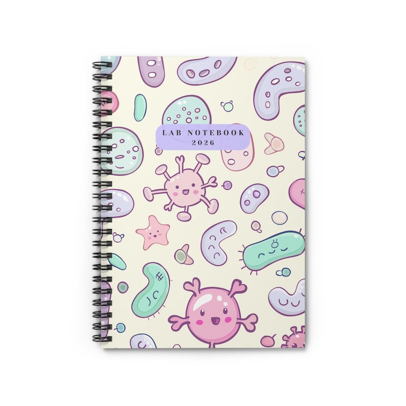 Happy Microbes Lab Spiral Notebook - Ruled Line, Science Journal ...