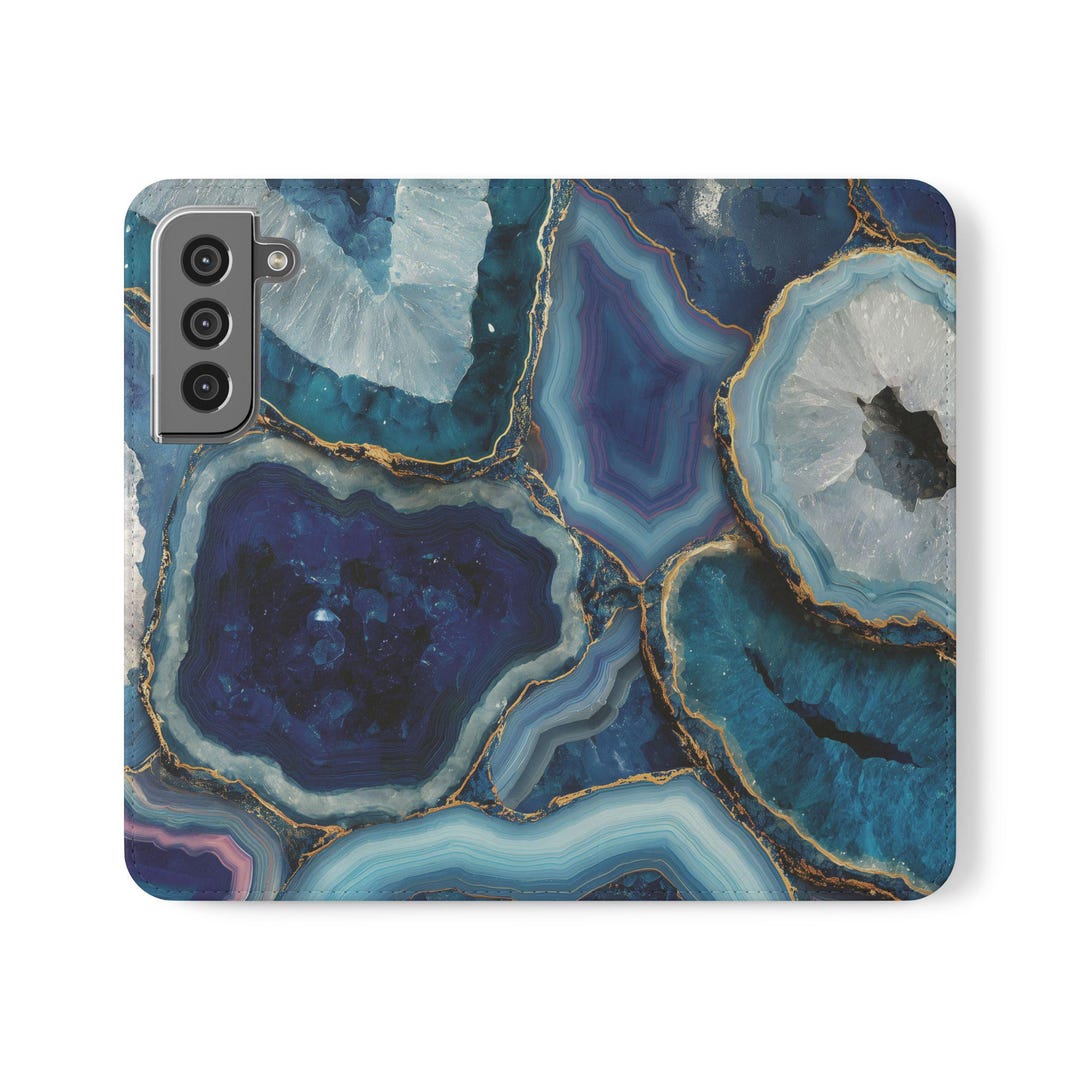 Sapphire and Gold Geode Phone Flip Case | Sapphire Geode Phone Wallet ...
