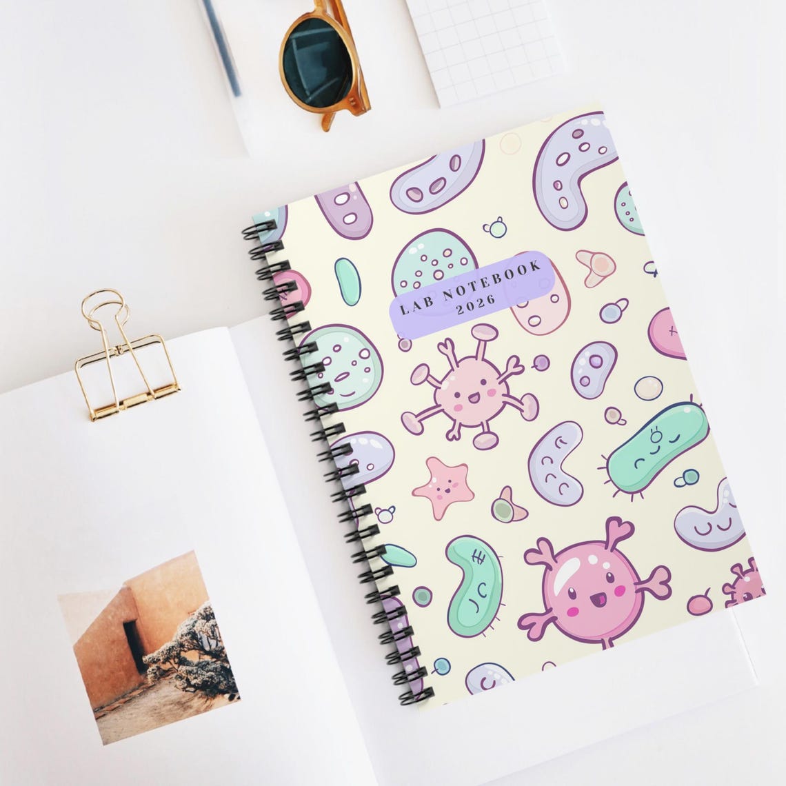 Happy Microbes Lab Spiral Notebook - Ruled Line, Science Journal ...
