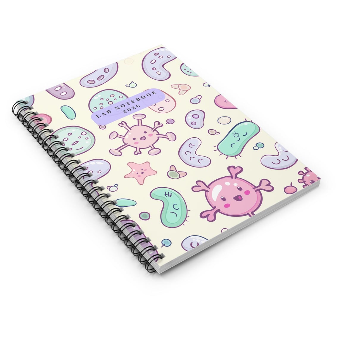 Happy Microbes Lab Spiral Notebook - Ruled Line, Science Journal ...