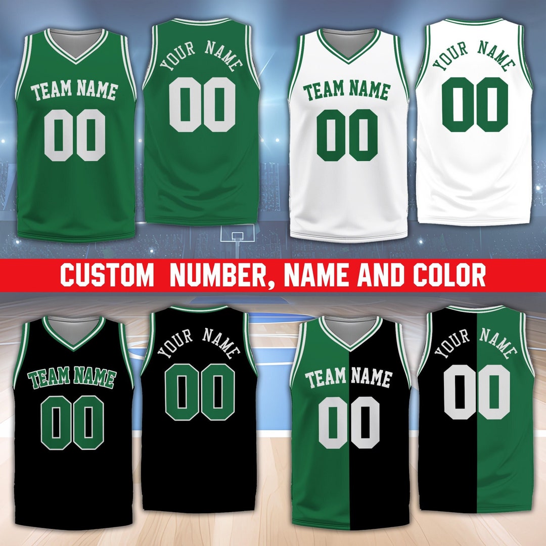 Personalized Green Basketball Jersey, Custom Name Number Basketball ...