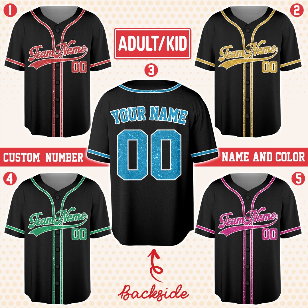 Personalized Glitter Baseball Jersey, Custom Name Number Color Glitter ...