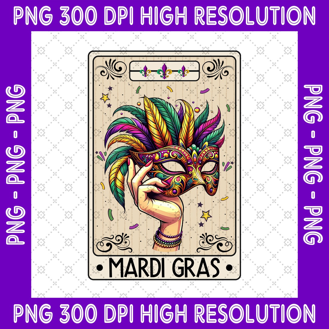 Mardi Gras Tarot Card PNG, Vintage Mardi Gras Carnival PNG, Mardi Gras ...