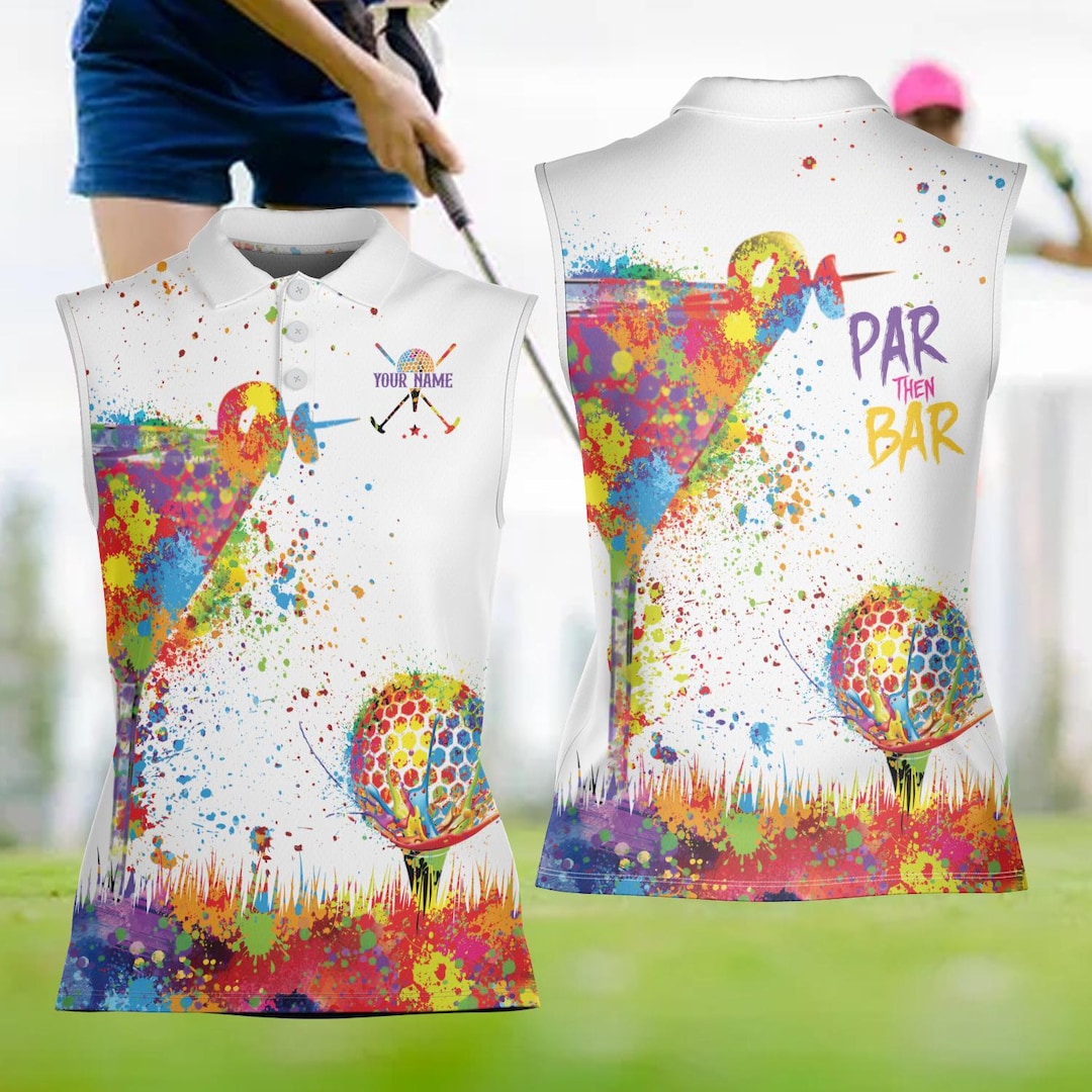 Paint Splatter Golf Polo Shirt, Custom Name Par Then Bar Golf Polo ...