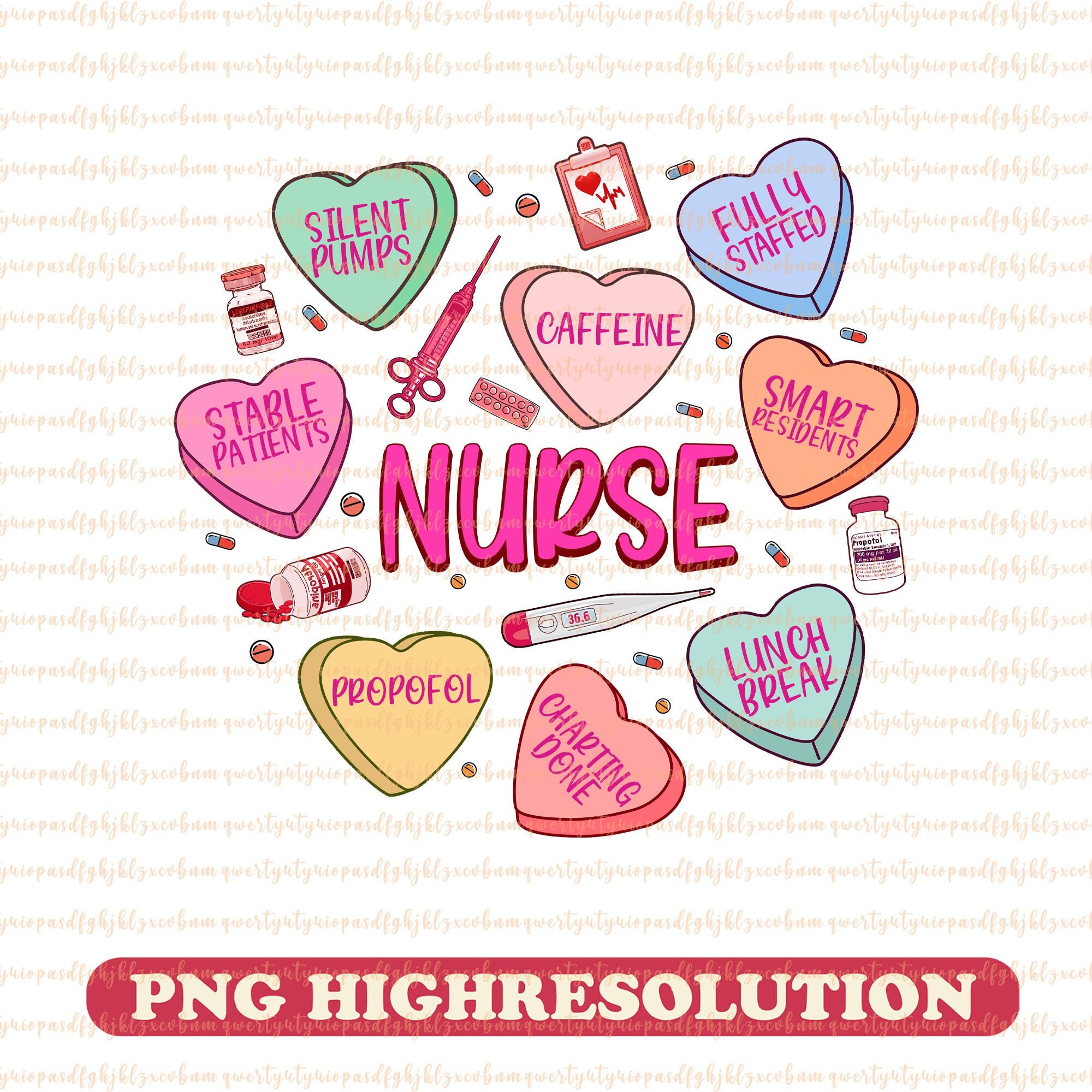 Valentines Day Nurse PNG, Valentine Nurse Candy Heart Png, NICU ICU ...