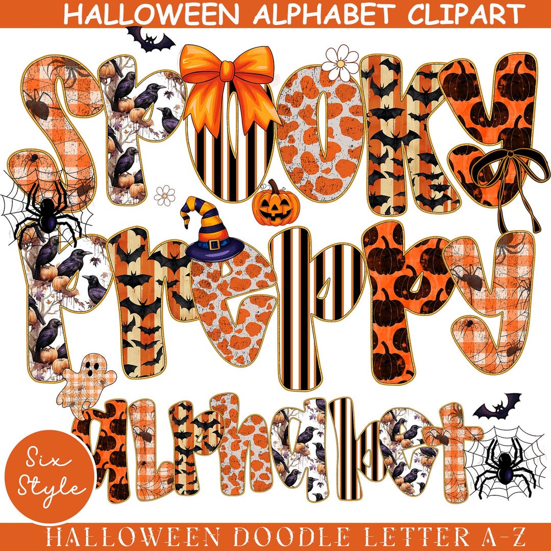 Spooky Preppy Alphabet Png, Halloween Ghost Leopard Png, Cute Boo Ghost ...