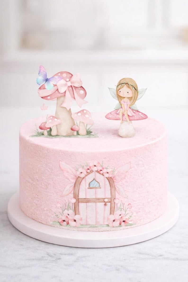 Fairy Enchanted Forest Cake Topper – Pink Fairy Birthday Decoration ...
