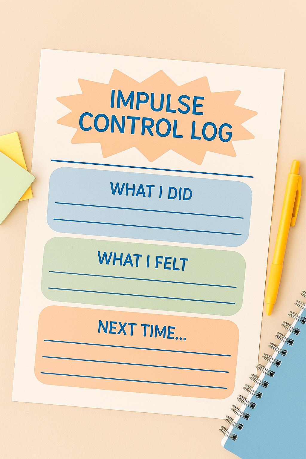 Impulse Control Log: ADHD Worksheet for Kids & Adults (instant Download ...