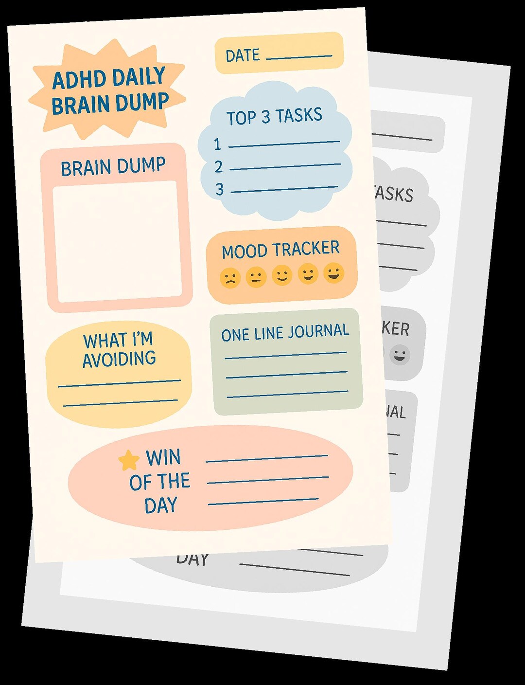 ADHD Daily Organizer Bundle – Printable Brain Dump + Mood Tracker ...