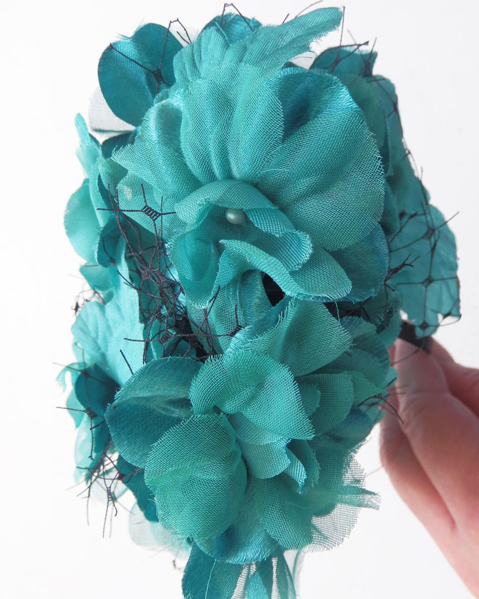 Dutch design Aqua / Black minihat sinamay with black net | Etsy