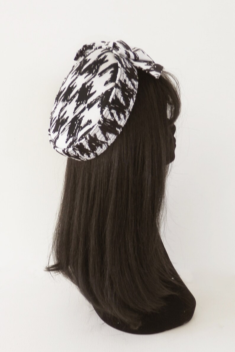 Dutch Design Buckram Base Covered With Black and White Houndstooth ...