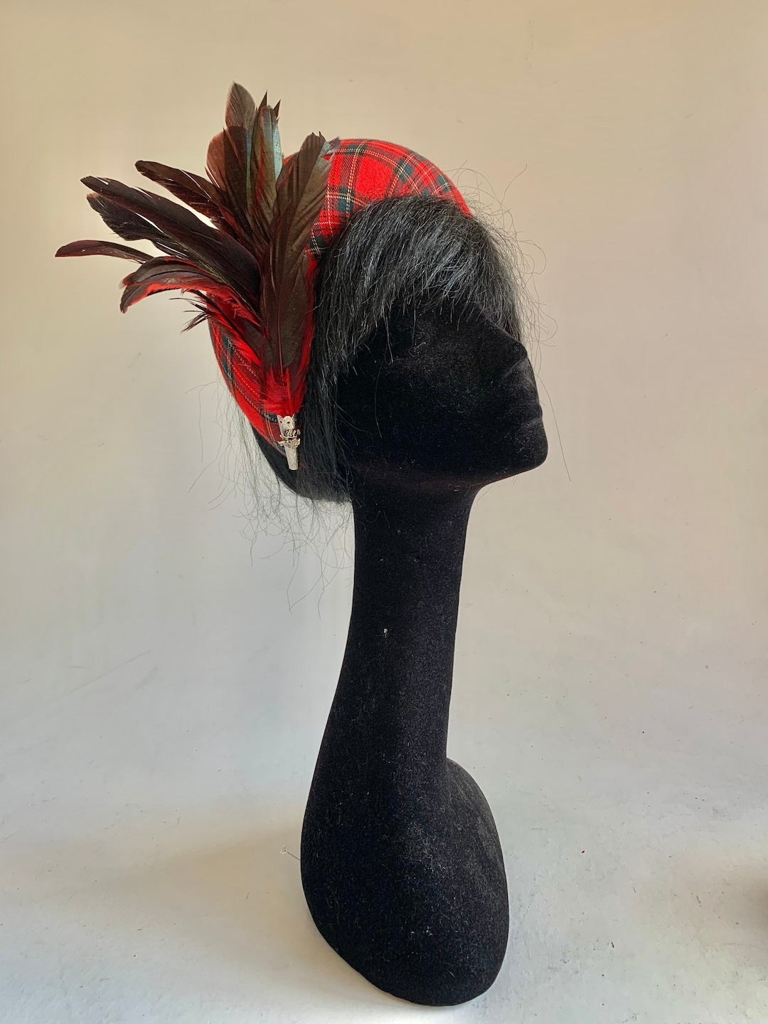 Royal Stewart Tartan Halo Hat With Vintage Dear Brooch With Ton Sur Ton ...
