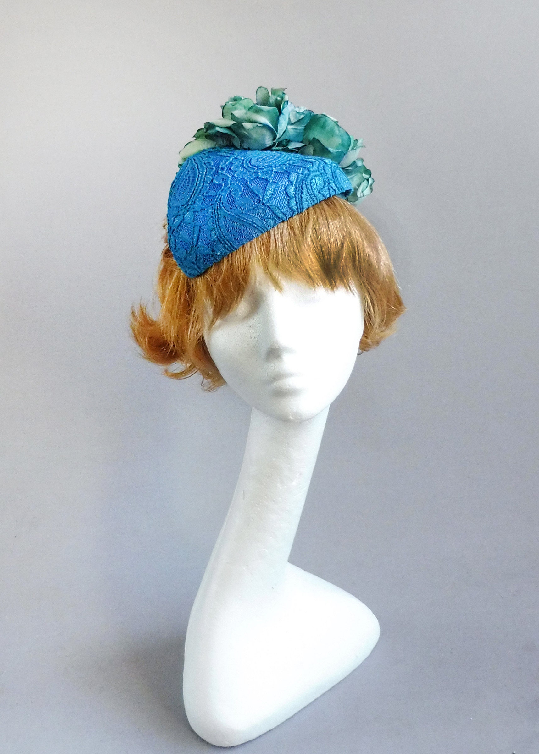 All the sea colours in one handmade hat sinamay base covered | Etsy