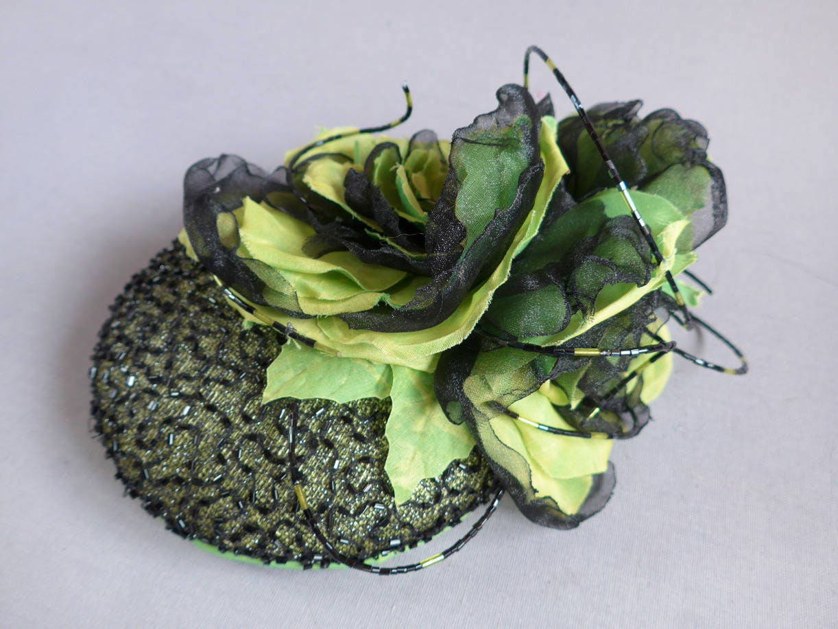 Couture completely handmade cocktail hat in black and | Etsy