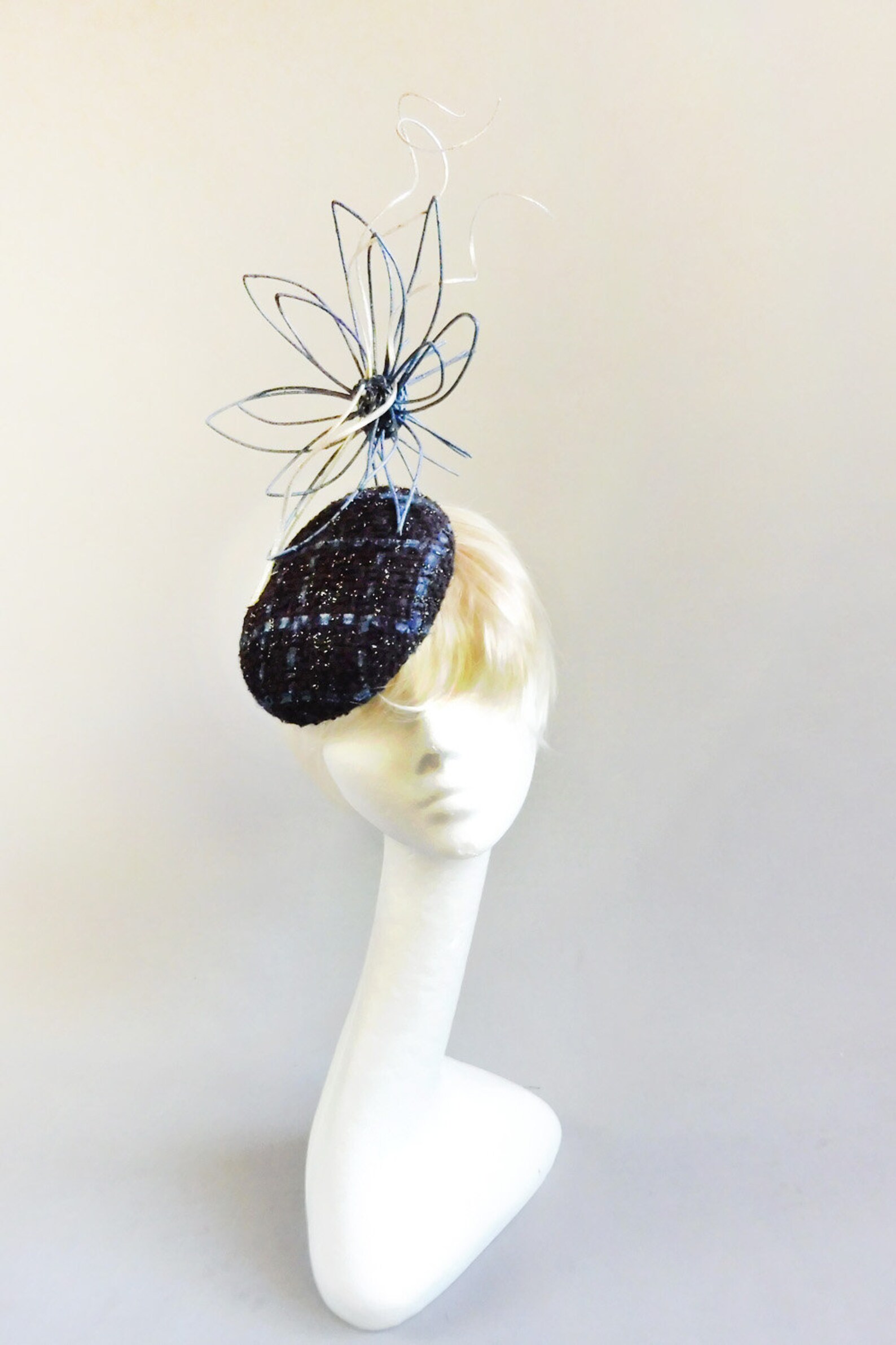 Made With Passion Deep Blue and Royal Blue Bouclé Percher Hat | Etsy