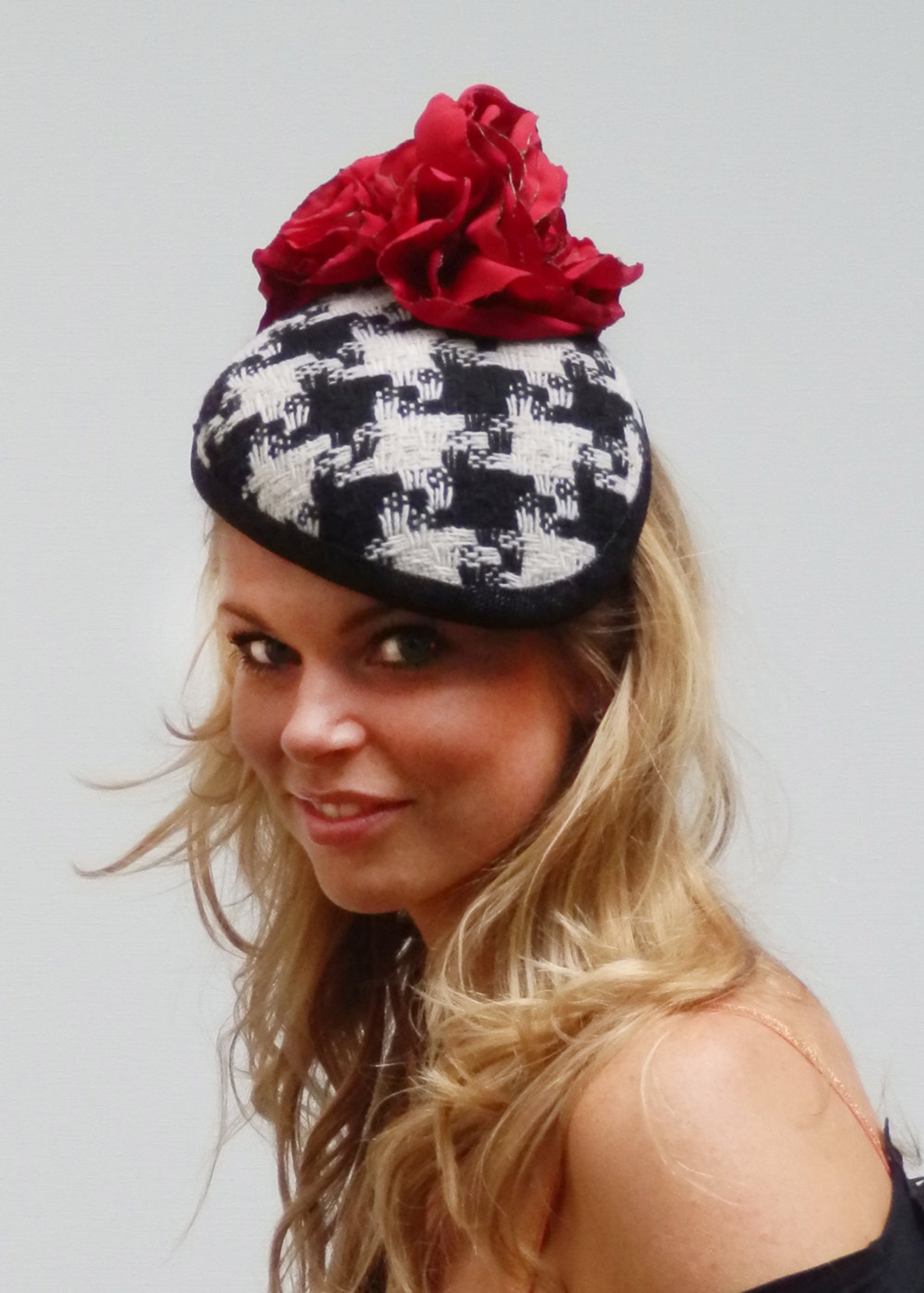 Dutch Design Houndstooth Black and White Minihat With Handmade - Etsy