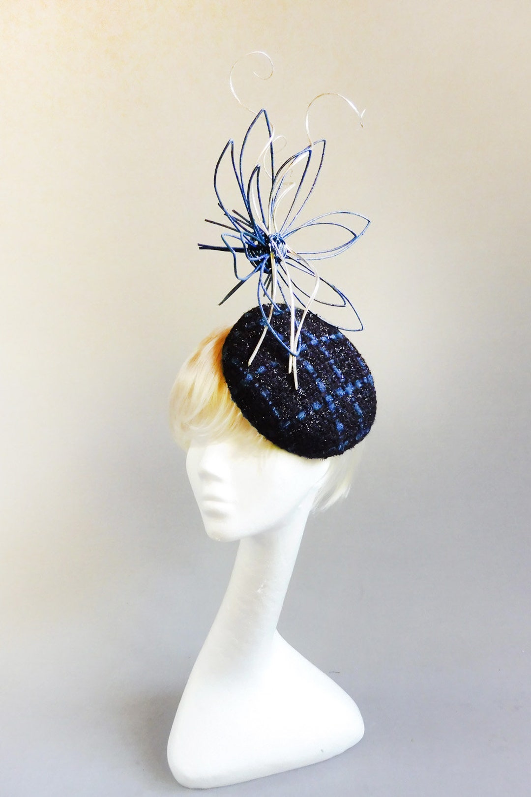 Made With Passion Deep Blue and Royal Blue Bouclé Percher Hat - Etsy