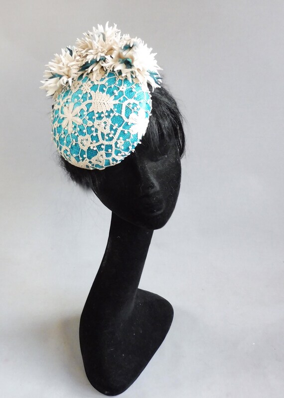 Made With Passion This Seablue and off White Percher Hat With | Etsy