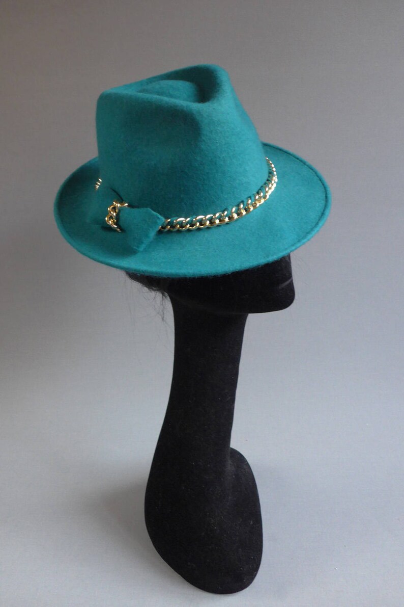 Made With Passion This Bright Jade Felt Trilby Hat With Gold - Etsy