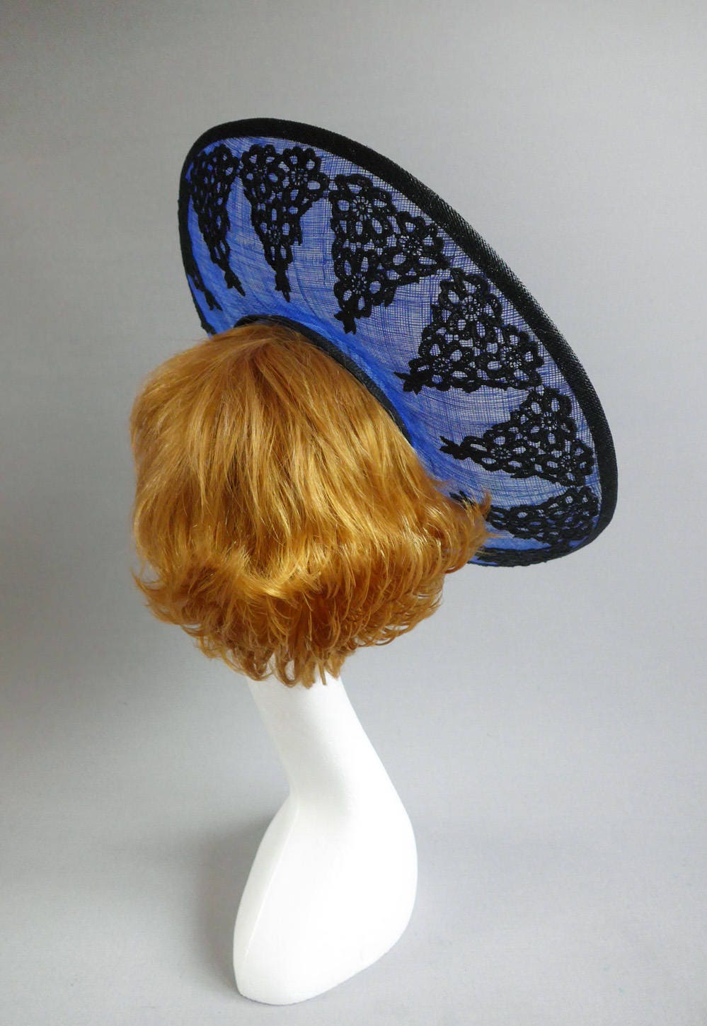 Couture Derby Hat one of a kind dutch design saucer hat cobalt | Etsy