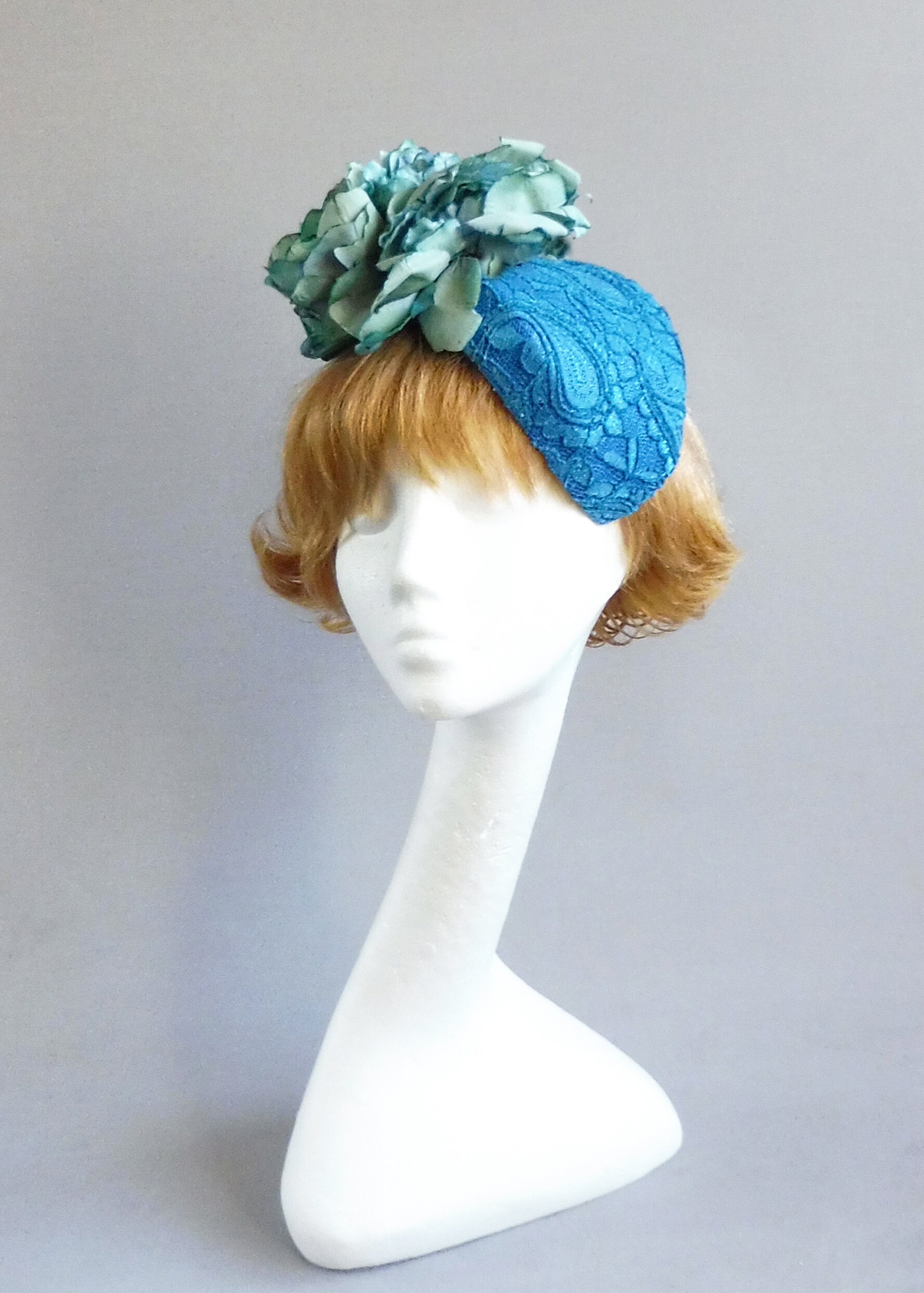 All the sea colours in one handmade hat sinamay base covered | Etsy