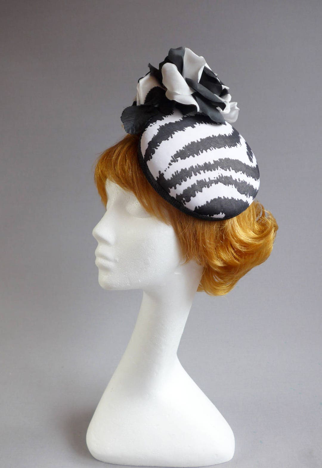 Dutch Design Zebra Black and White Cocktail Hat With Ton Sur - Etsy