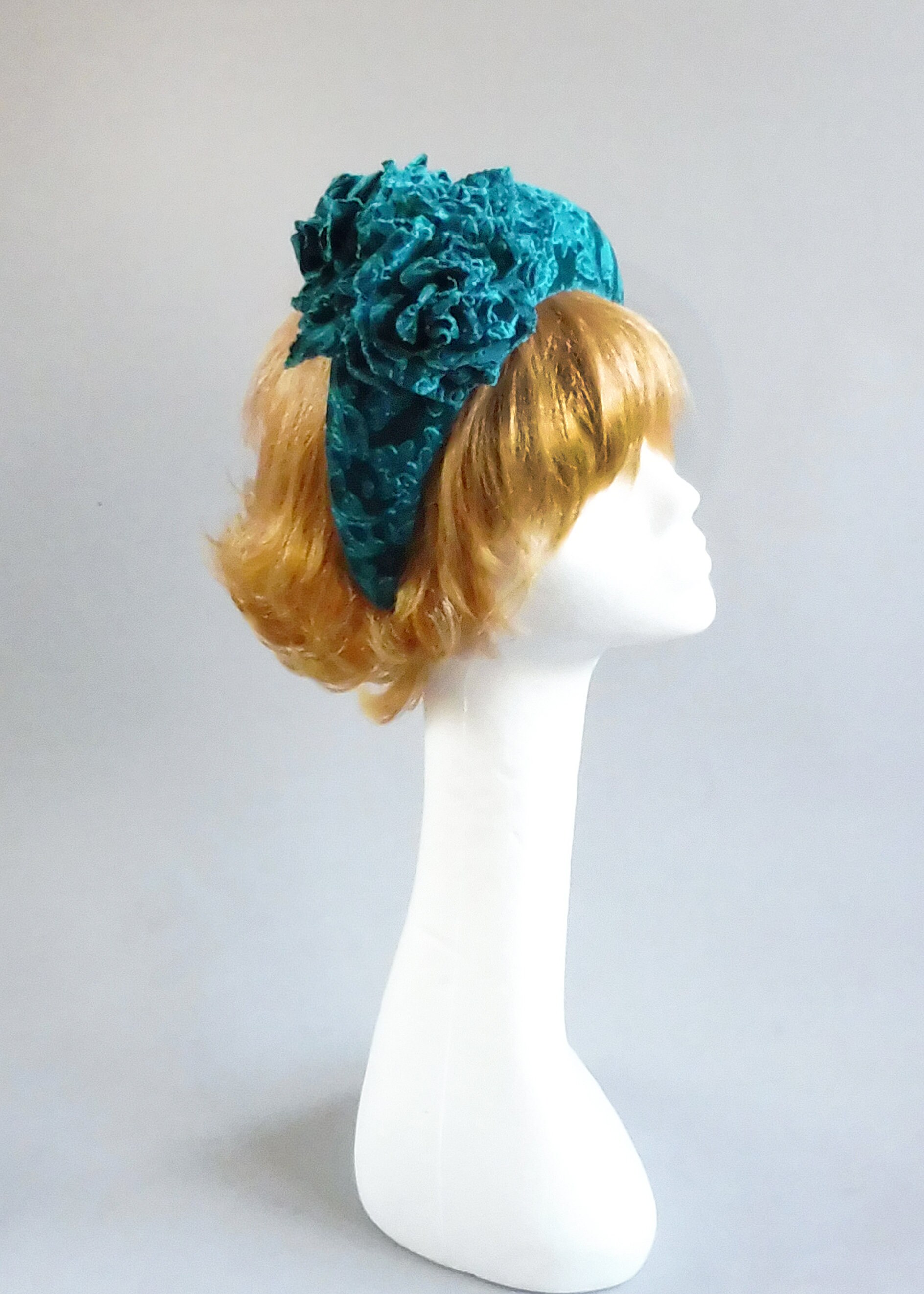 Made With Passion This Velvet Halo Hat of Two Colours Sea Blue - Etsy