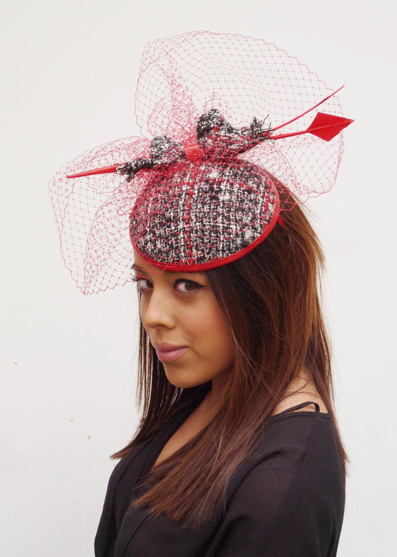 Couture Tweed High Fashion Cocktail Hat Fascinator Black / - Etsy