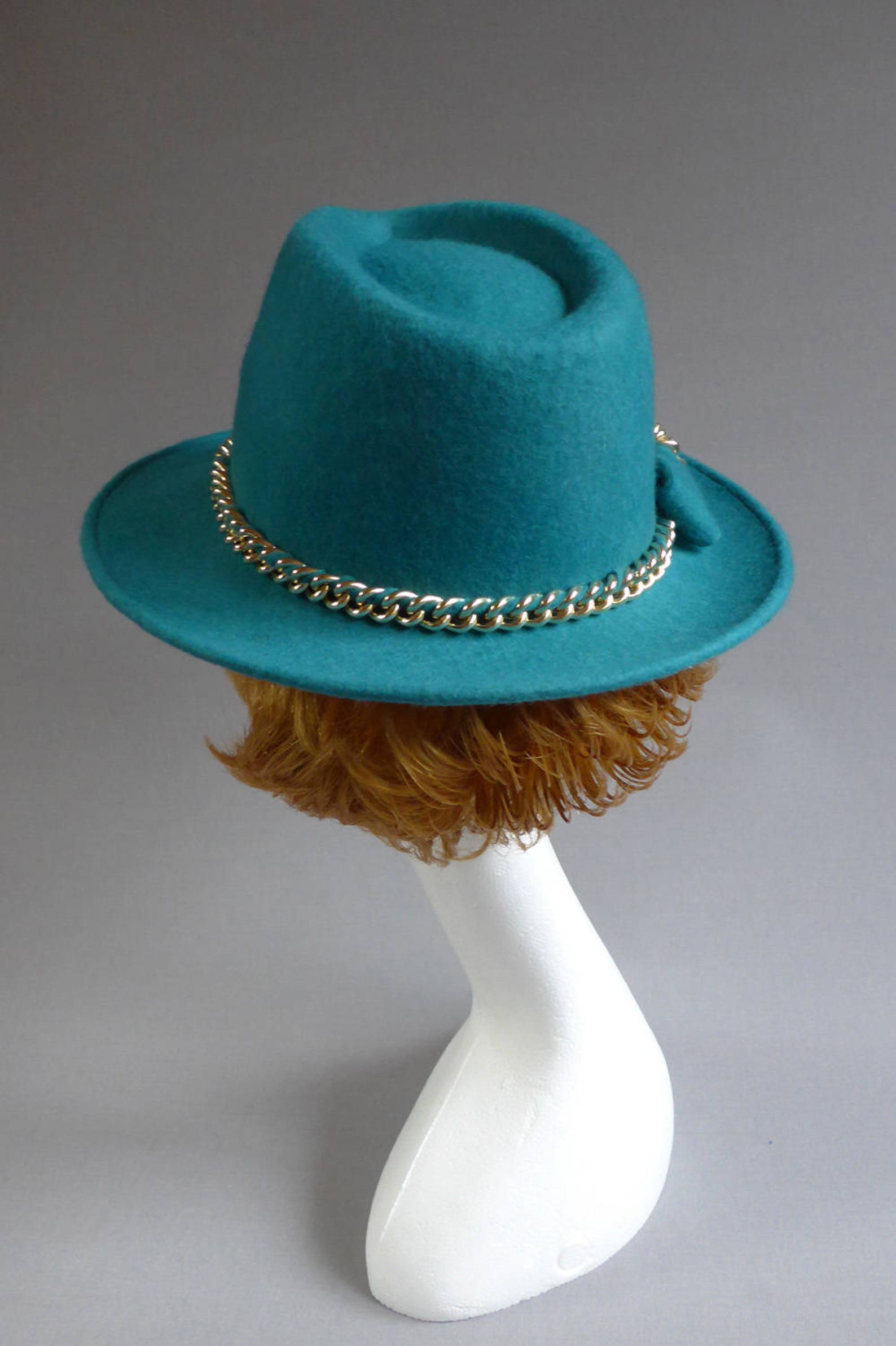 Made With Passion This Bright Jade Felt Trilby Hat With Gold - Etsy