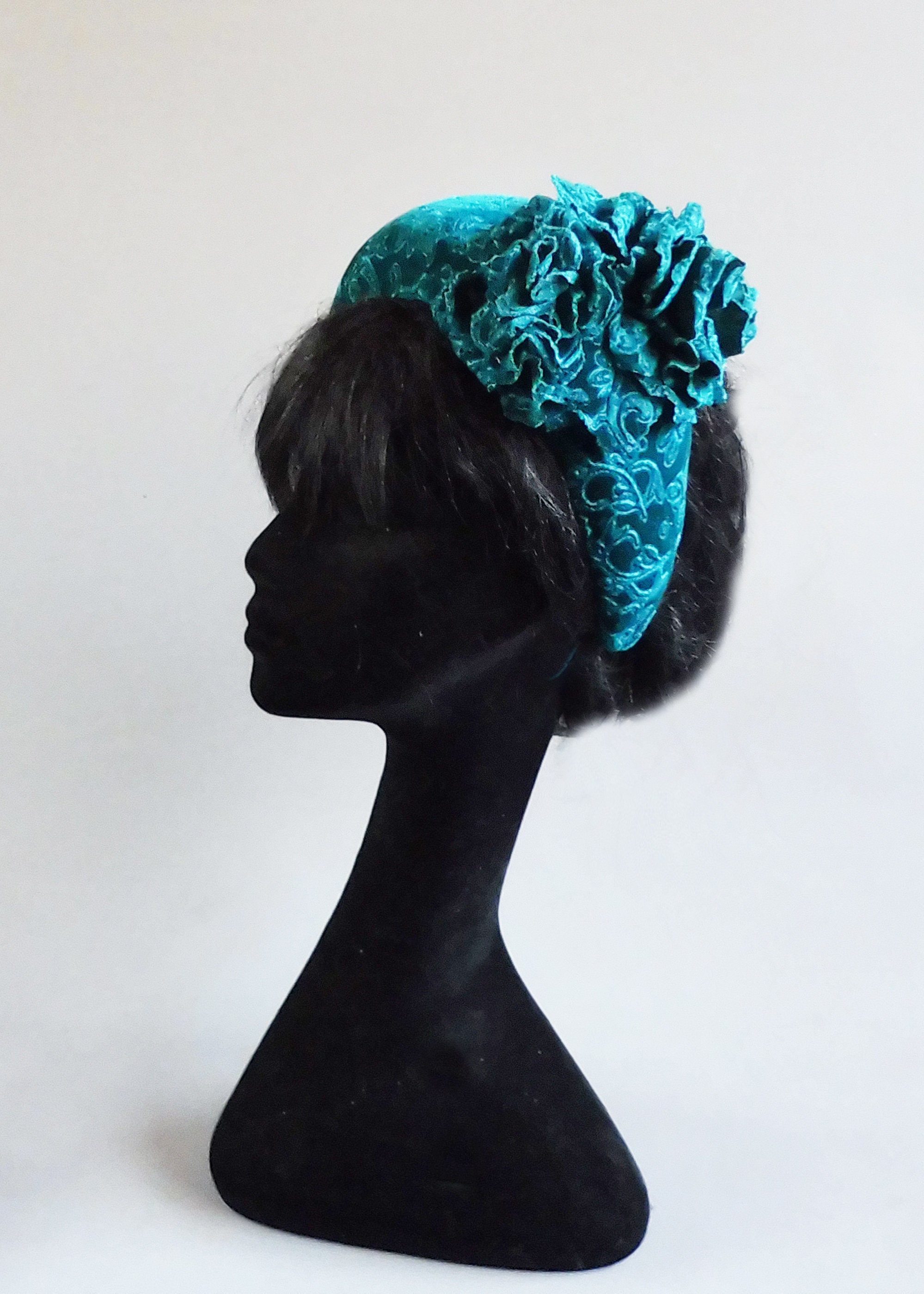 Made With Passion This Velvet Halo Hat of Two Colours Sea Blue - Etsy