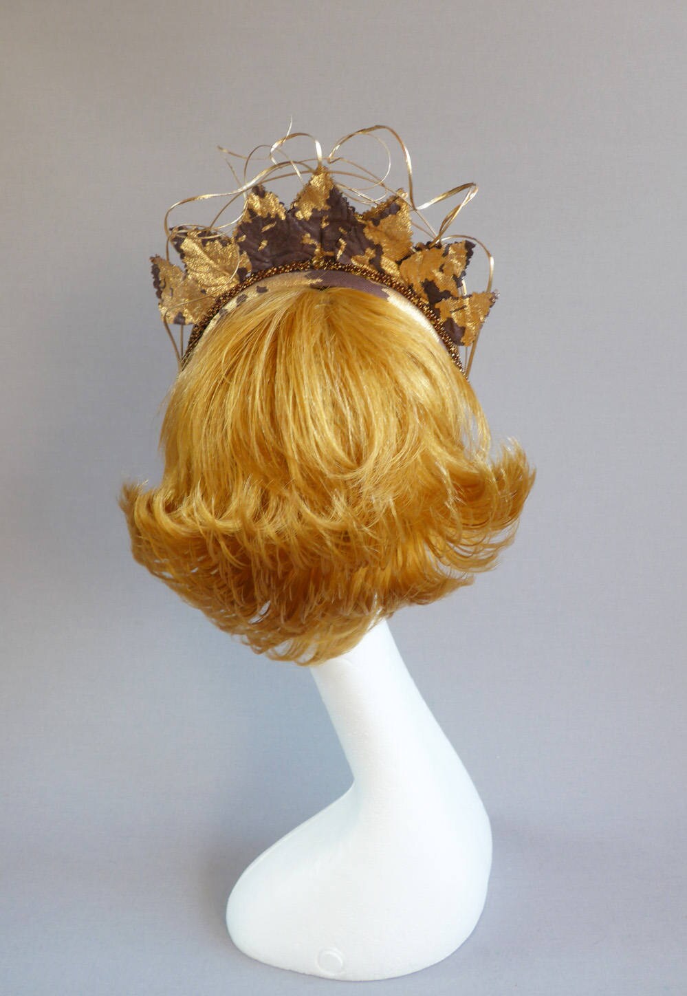 Brown / Copper and Golttone Crown Made With Leaves Beads and - Etsy