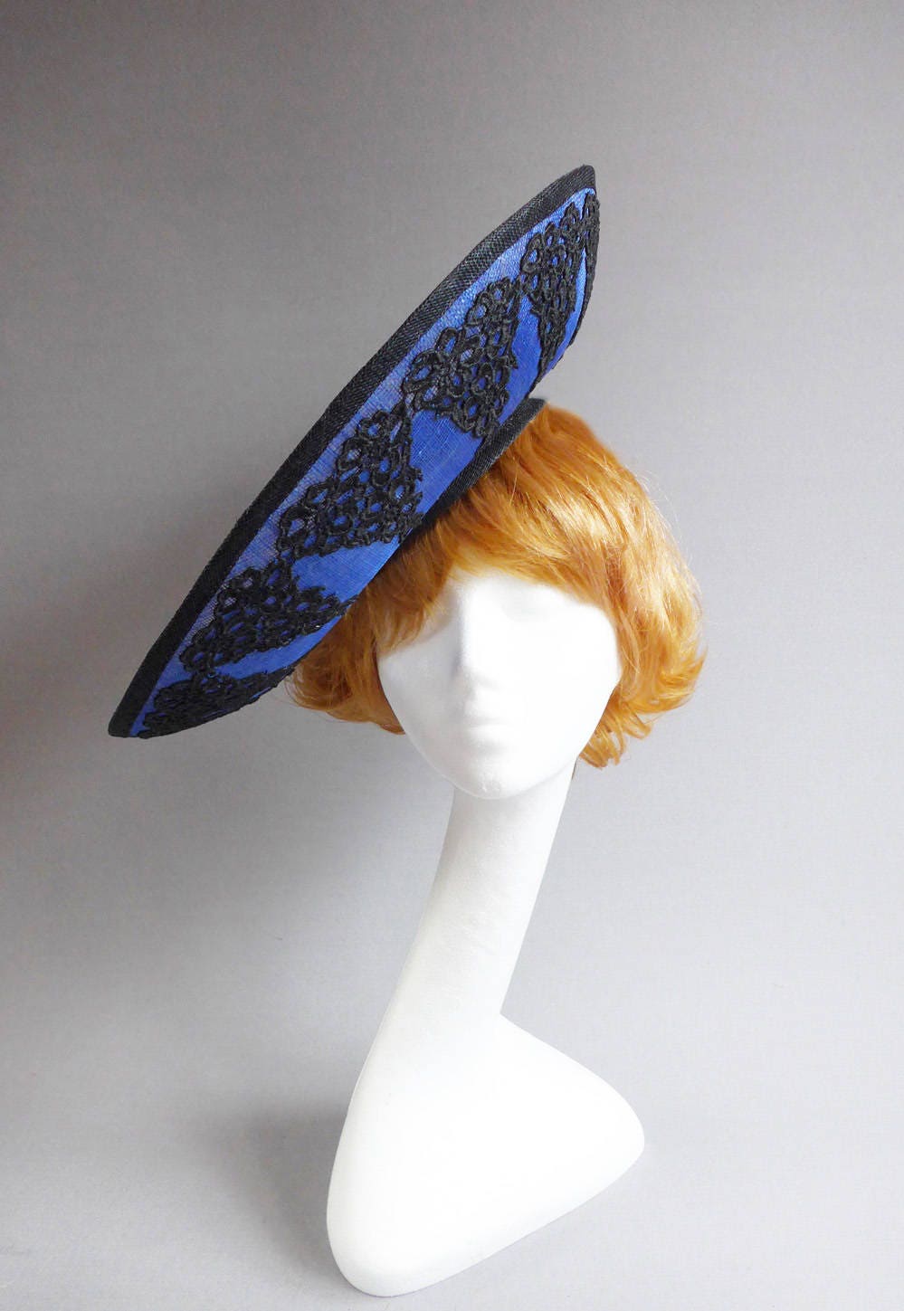 Couture Derby Hat one of a kind dutch design saucer hat cobalt | Etsy