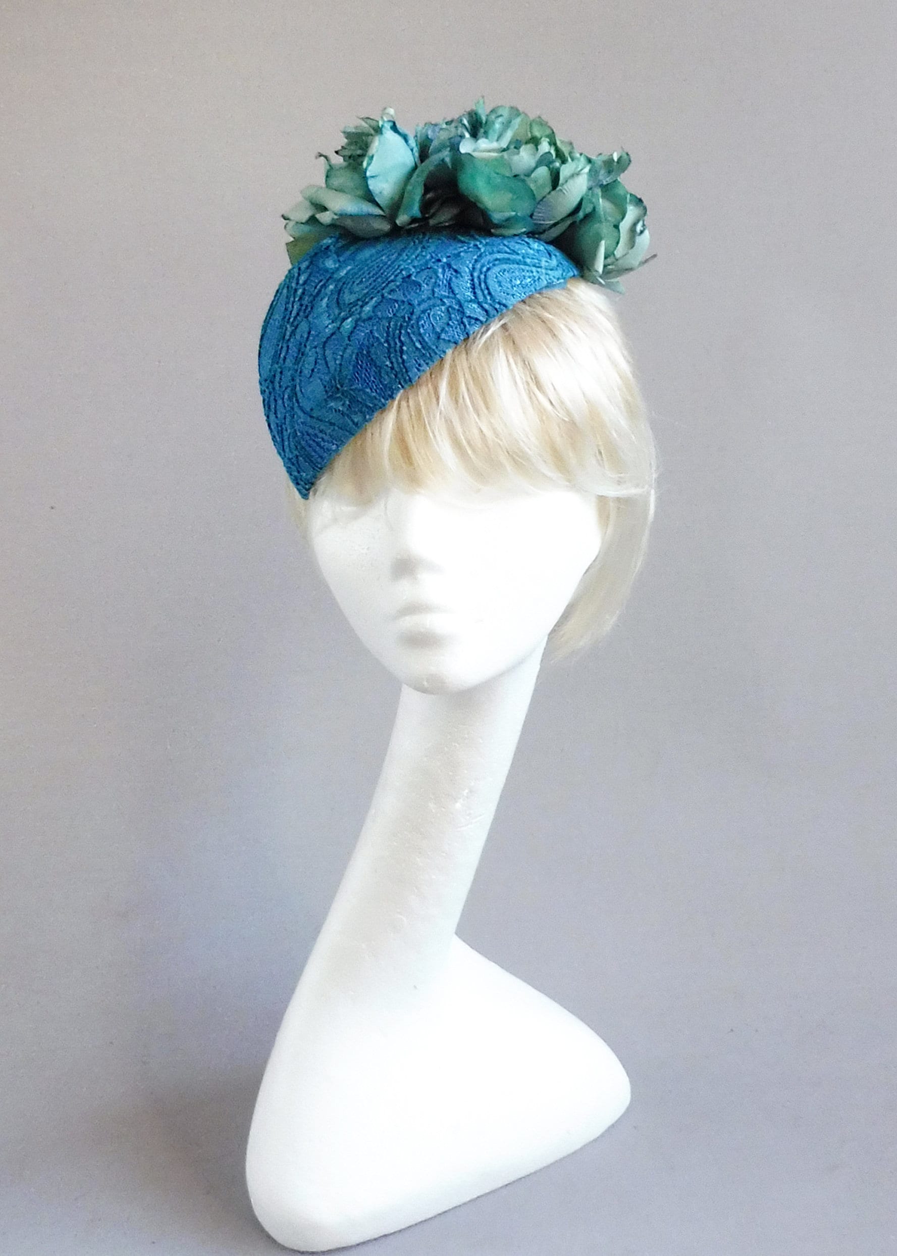 All the sea colours in one handmade hat sinamay base covered | Etsy