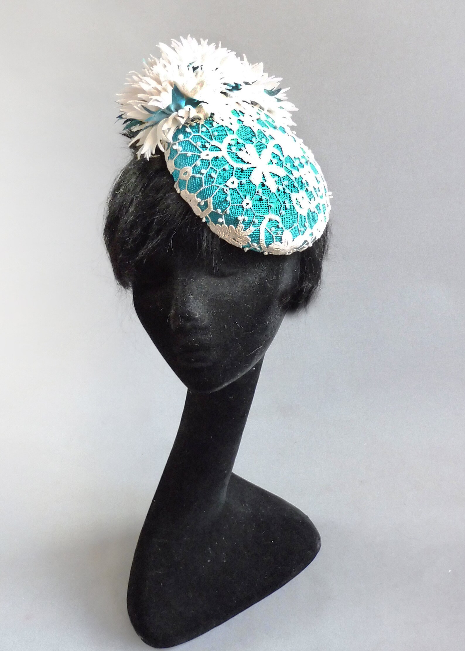 Made With Passion This Seablue and off White Percher Hat With | Etsy