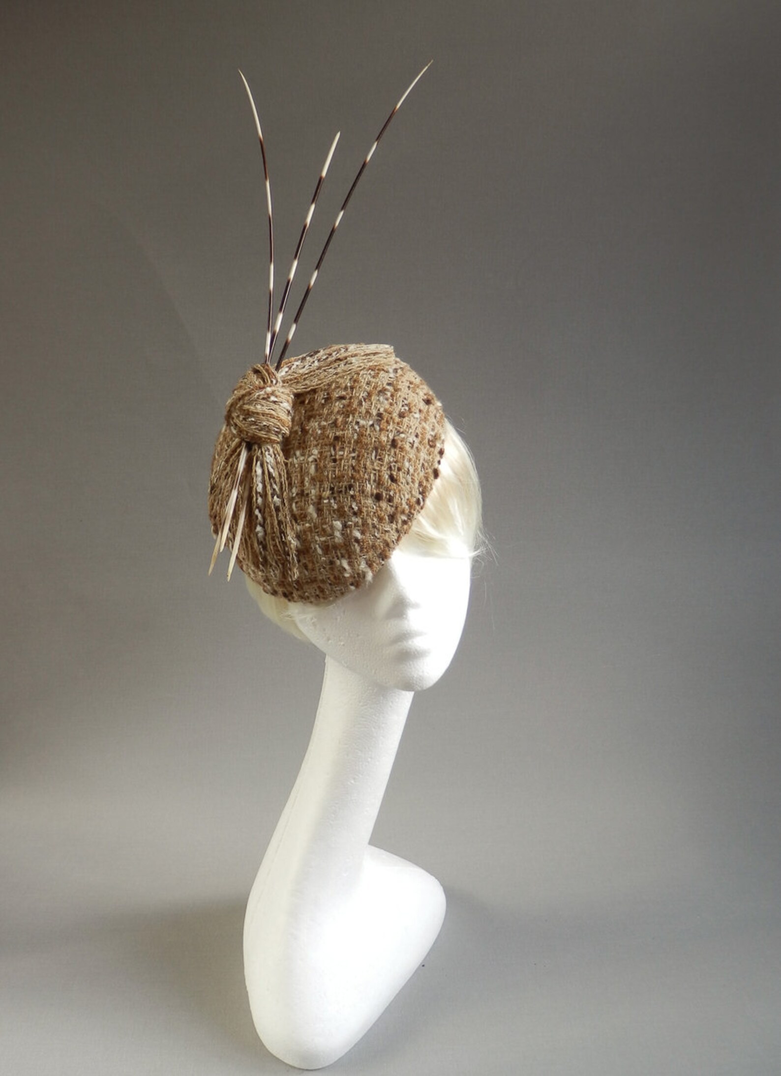 Dutch Design Percer Hat in Brown Creme and off White Boucle | Etsy