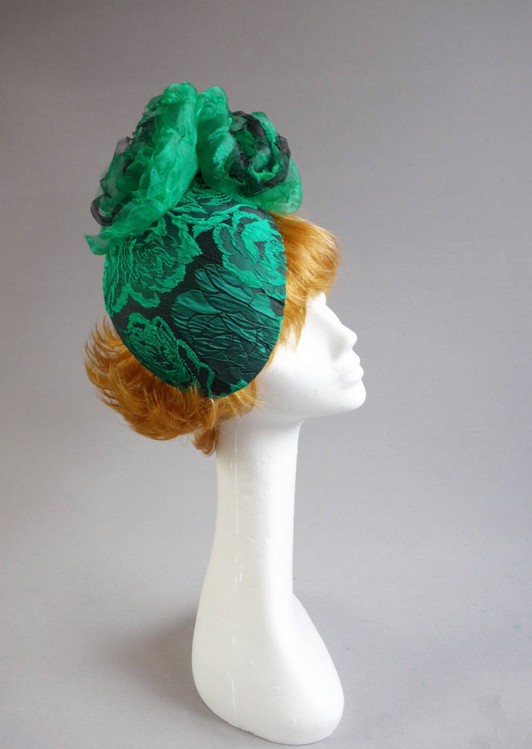 Dutch Design Percher Hat in Black With Twotones off Green Fabric With ...