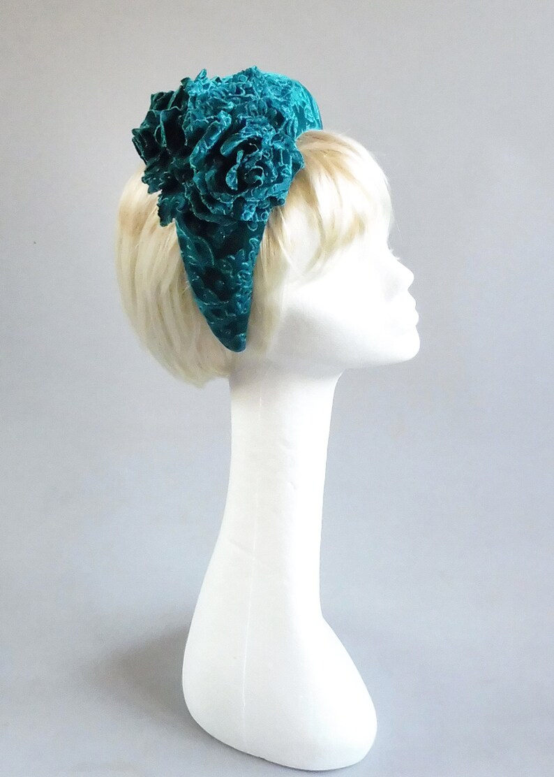 Made With Passion This Velvet Halo Hat of Two Colours Sea Blue | Etsy