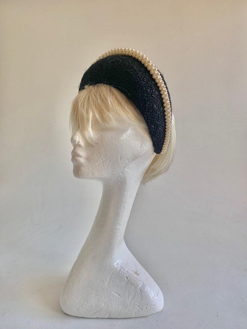 Black Bouclé Halo Hat With Halo Formed Pearl Band - Etsy