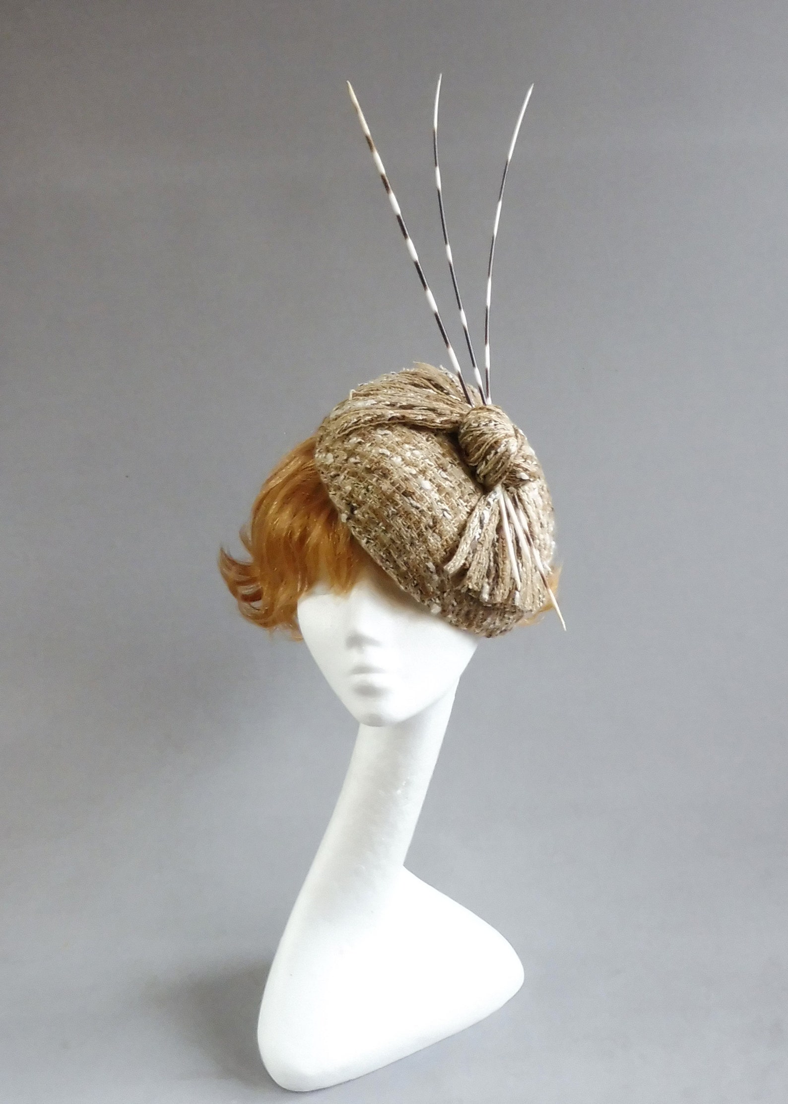 Dutch Design Percer Hat in Brown Creme and off White Boucle | Etsy