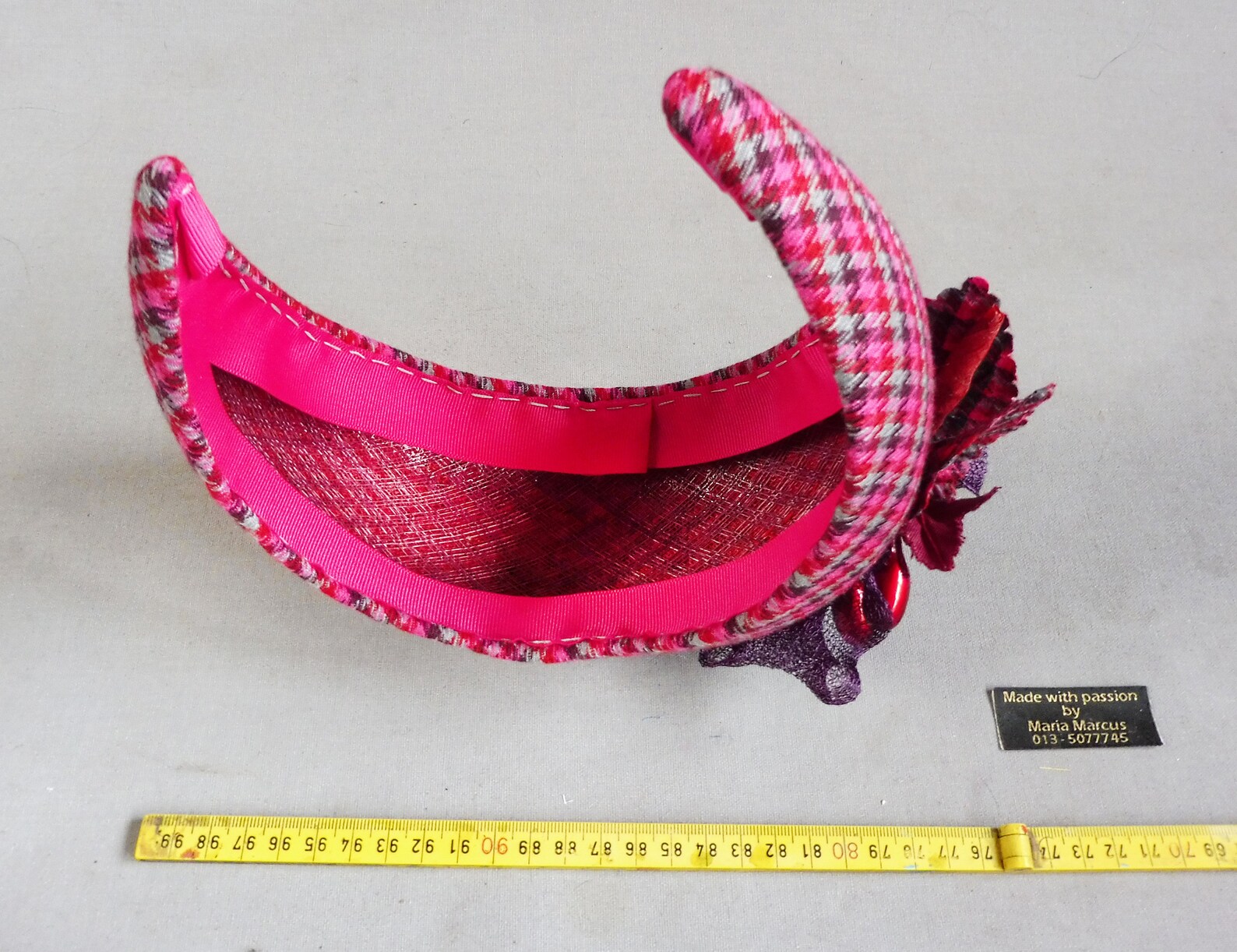 Festive Halo Hat Made of Pink Gray and Burgundy Tweed Fabric - Etsy