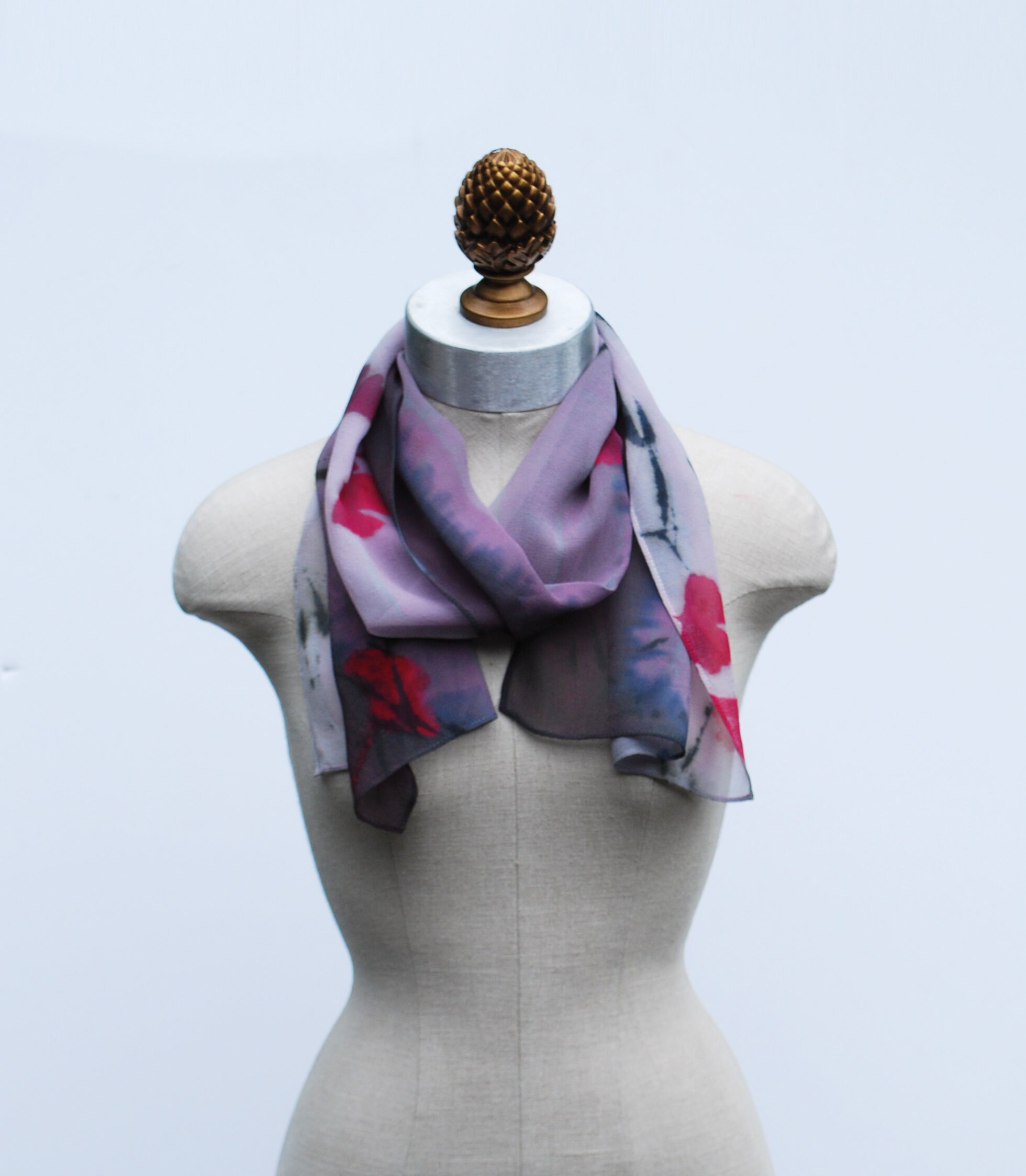 Asian Scarf, Zen Style, Ginko, Red and Black - Etsy