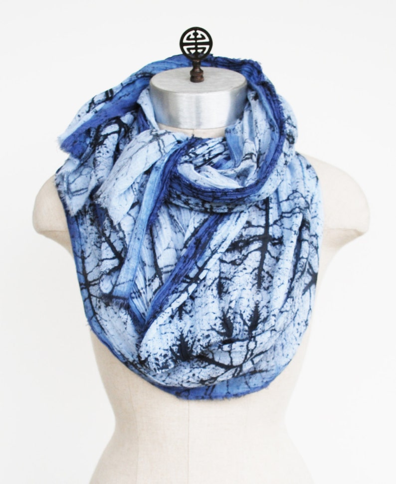 Indigo Scarf, Hand Printed Scarf, Screen Printed Scarf, Boho Fashion ...