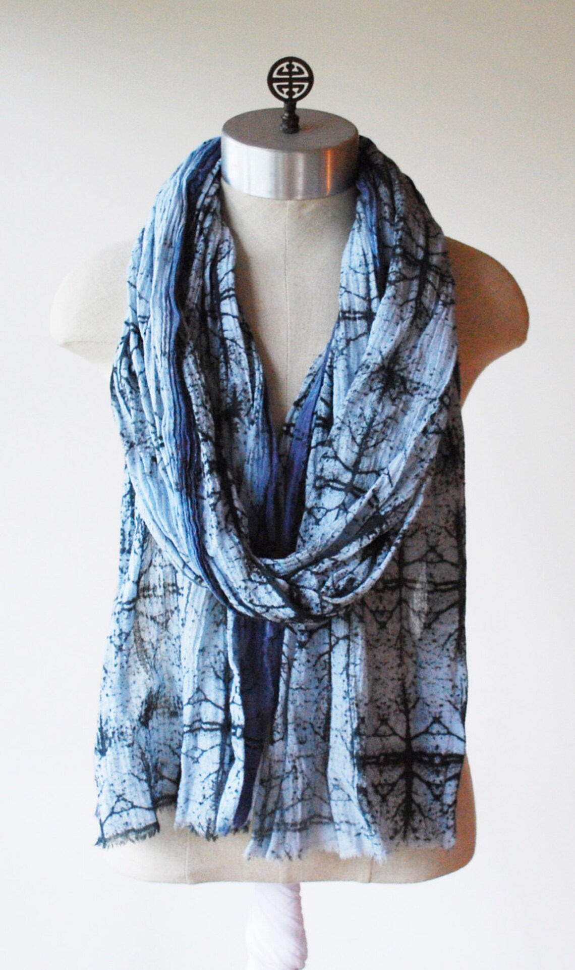 Indigo Scarf, Hand Printed Scarf, Screen Printed Scarf, Boho Fashion ...