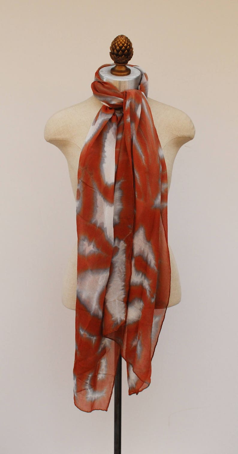 Rorschach Pattern, Copper Rust Silk Chiffon Scarf by 88editions - Etsy