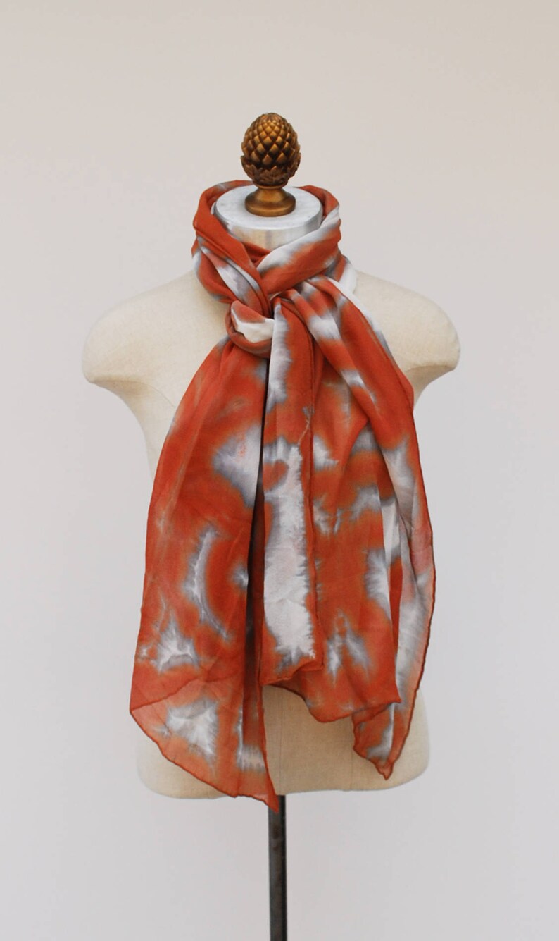 Rorschach Pattern, Copper Rust Silk Chiffon Scarf by 88editions - Etsy