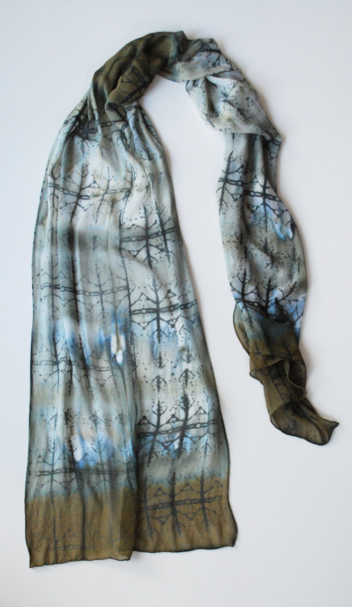 Moss Green Scarf, Silk Chiffon Scarf, Woodland Scarves - Etsy