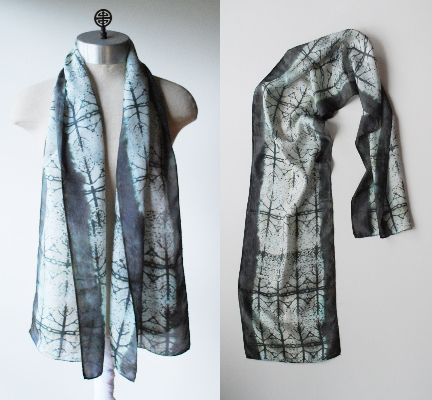 Hand Painted Silk Scarf, Screen Printed Scarf, 88editions Scarves - Etsy