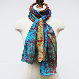 Multi-colored Scarf, Bright Bold Silk Veil, Oversized Hand Printed ...