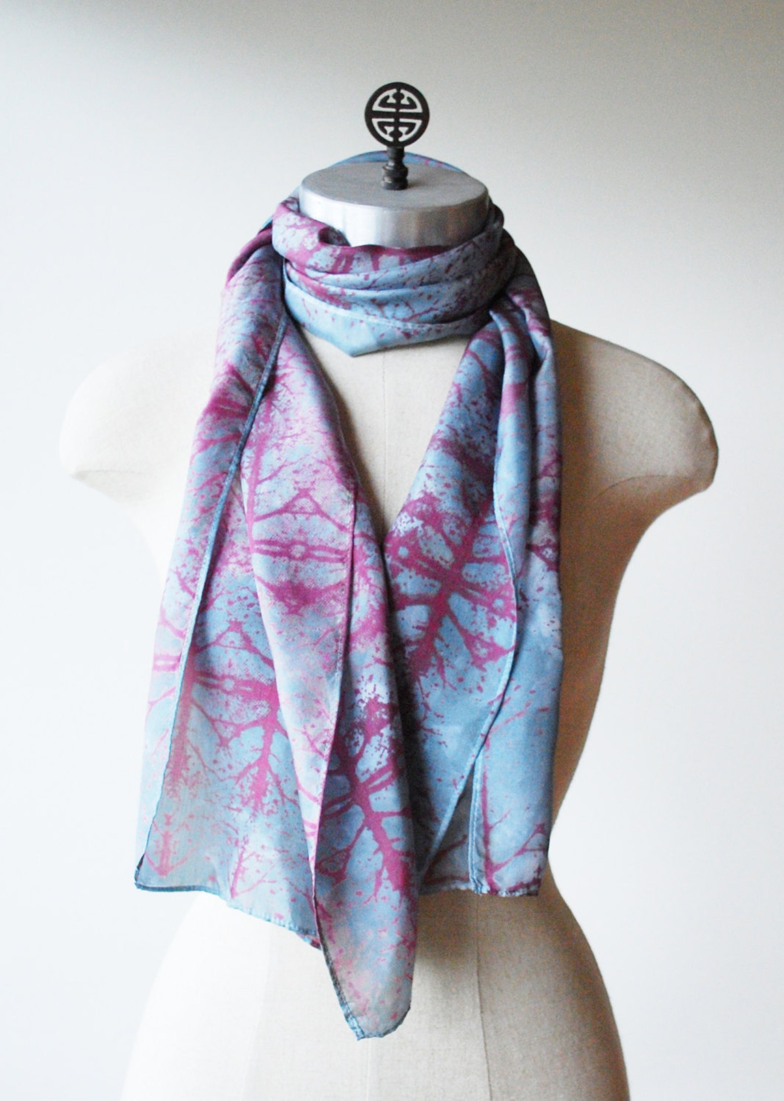 Hand Painted Silk Scarf, Screen Printed Scarf, Hand Dyed, Unique Scarf ...